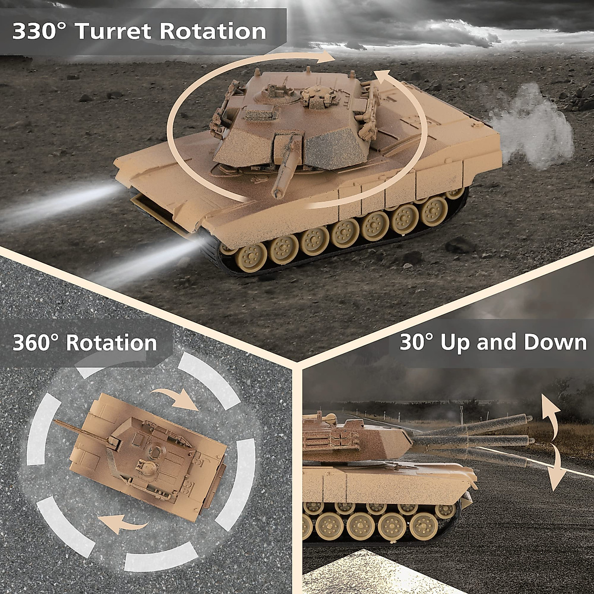 Gresdent WW2 Army Tank and Army Men Toys Playset,2 US M1A2 Tank Models and 10 Toy Soldiers for Kids Boys