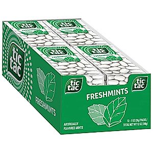 Tic Tac Freshmint Breath Mints, On-The-Go Refreshment, Easter Basket Stuffers, 1 oz, 12 Count