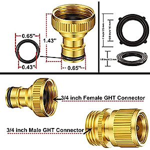Piroir Garden Hose Quick Connect, Solid Brass Garden Hose Connectors 3/4 Inch GHT Water Hose Fitting for Garden(5 Set of Male & Female Water Hose Connectors)