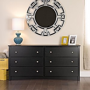Sonoma 6 Drawer Double Dresser for Bedroom, Black