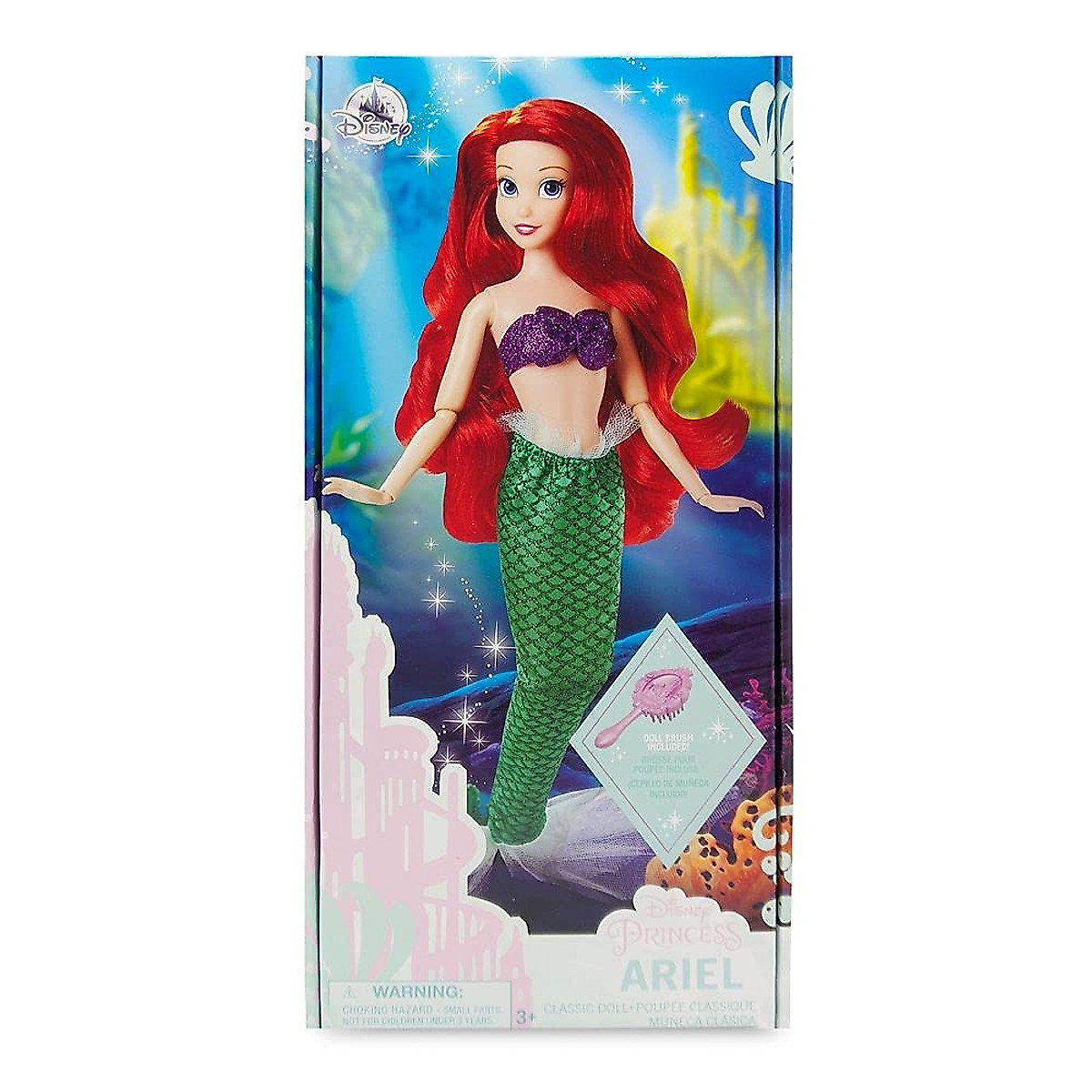 Disney Store Official Disney Princess Classic Doll (Ariel from The Little Mermaid), 11 Inches, Includes Brush with Molded Details, Fully Posable Toy in Classic Outfit - Disney Princess Toys for Girls