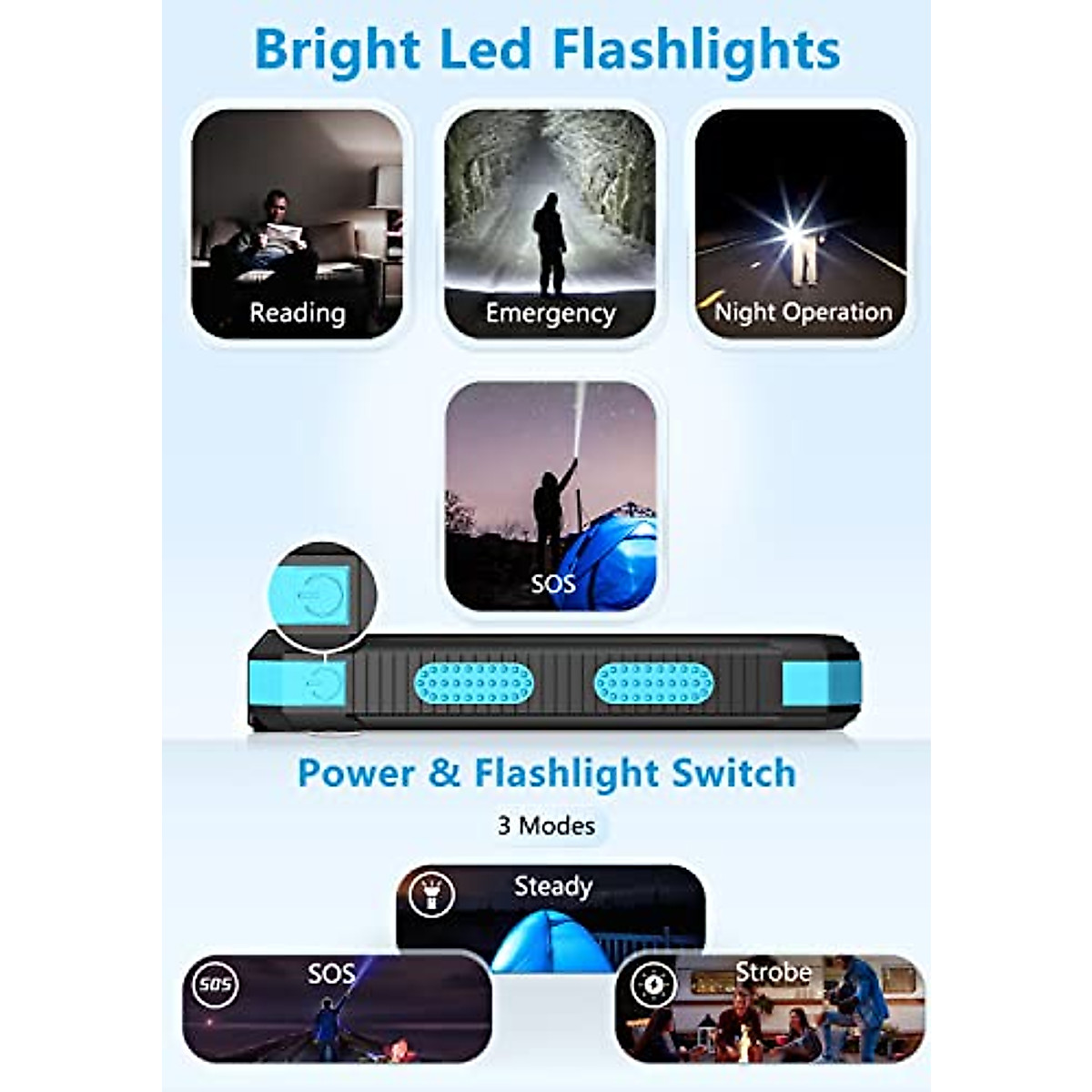 Portable Charger Solar Power Bank 25000mAh Waterproof External Battery Pack with Dual 5V USB Outputs for All Cellphones, Tablets Electronic Devices, Bright LED Flashlight Perfect for Camping & Hiking