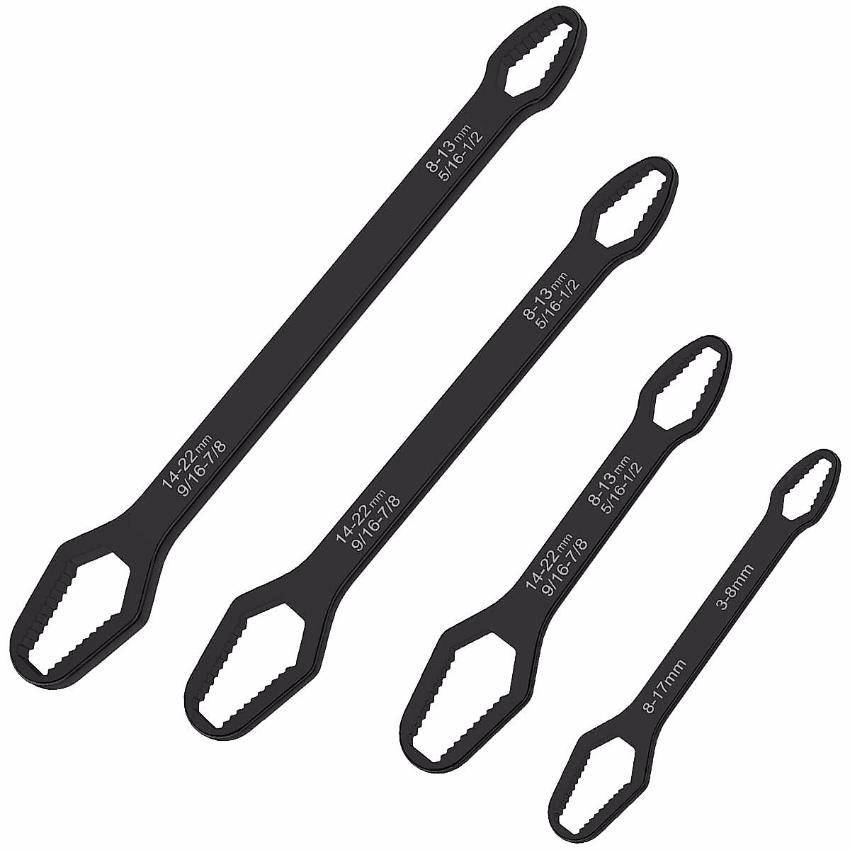 FUYGRCJ 4pcs Self-Tightening Multifunctional Wrench Set, 8-22mm, Chrome Vanadium Steel