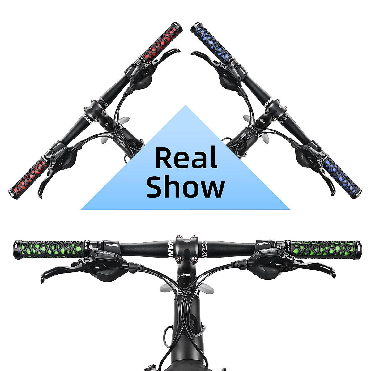 ROCKBROS Bike Handlebar Grips Double Lock-on Bike Grips Non-Slip Bicycle Handlebar Grips for MTB, BMX, Scooters, Folding Bikes 22.2mm