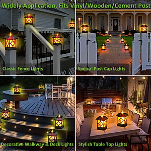 Solar Post Deck Flame Light,Outdoor Dual-Floor Waterproof Solar Post Cap LED Light,4x4 5x5 6x6 3.5X3.5 Fence Post Top Outside Flickering Light Dusk to Dawn for Garden