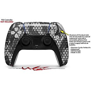 WraptorSkinz Skin Wrap compatible with Sony PS5 DualSense Controller HEX Mesh Camo 01 Gray (CONTROLLER NOT INCLUDED)