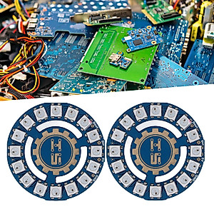 Ring RGB LED, Full Color 800Kbps 2 Pcs Programmable 5V LED Ring Lamp Board for Lighting