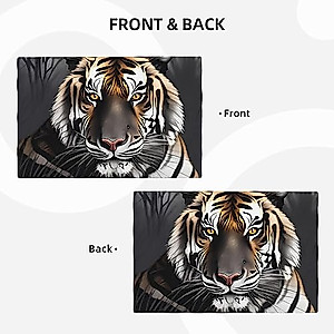 Tiger at Rest Double Linen Placemats 30 X 45 Cm - Set of 4 Heat-Resistant Foldable Placemats for Home, Restaurants and Hotels