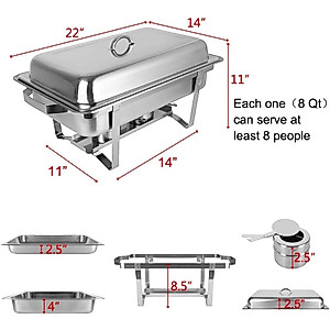 ROVSUN Chafing Dish Buffet Set,4 Rectangular + 2 Round Stainless Steel Chaffing Dishes Silver,Catering Warmer Set Food Warmer with Thick Stand Frame,Food Pans for Wedding Parties Buffets
