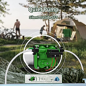 RVGUARD Fresh Water Pump, 12V DC Self Priming Diaphragm Water Pump, 5.5 GPM with Strainer Filter, Adapters, for RV, Yacht, Garden, Camper