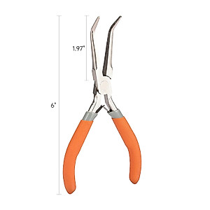 SIDAZON Fish Bone Pliers/Tweezers 6 Inches Bent nose pliers Curved Stainless Steel With Non-Slip Grip