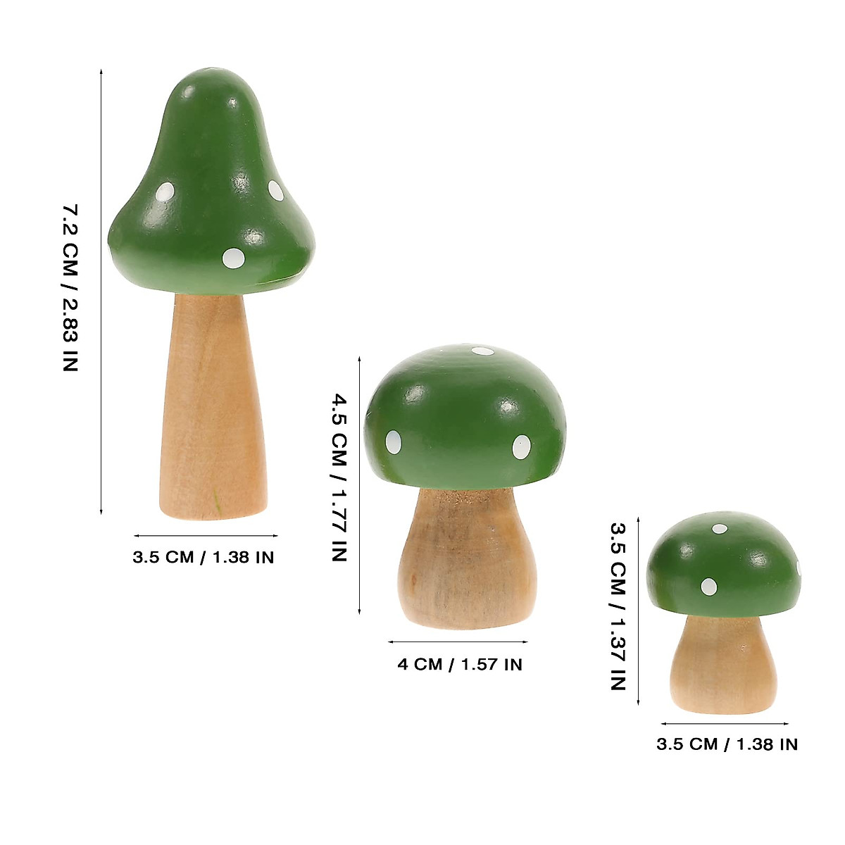 SUPVOX 3pcs Mushrooms Miniature Figurines Mini Wooden Mushrooms Fairy Garden Accessories Flower Pots Micro Landscape Decoration Supplies (Green)