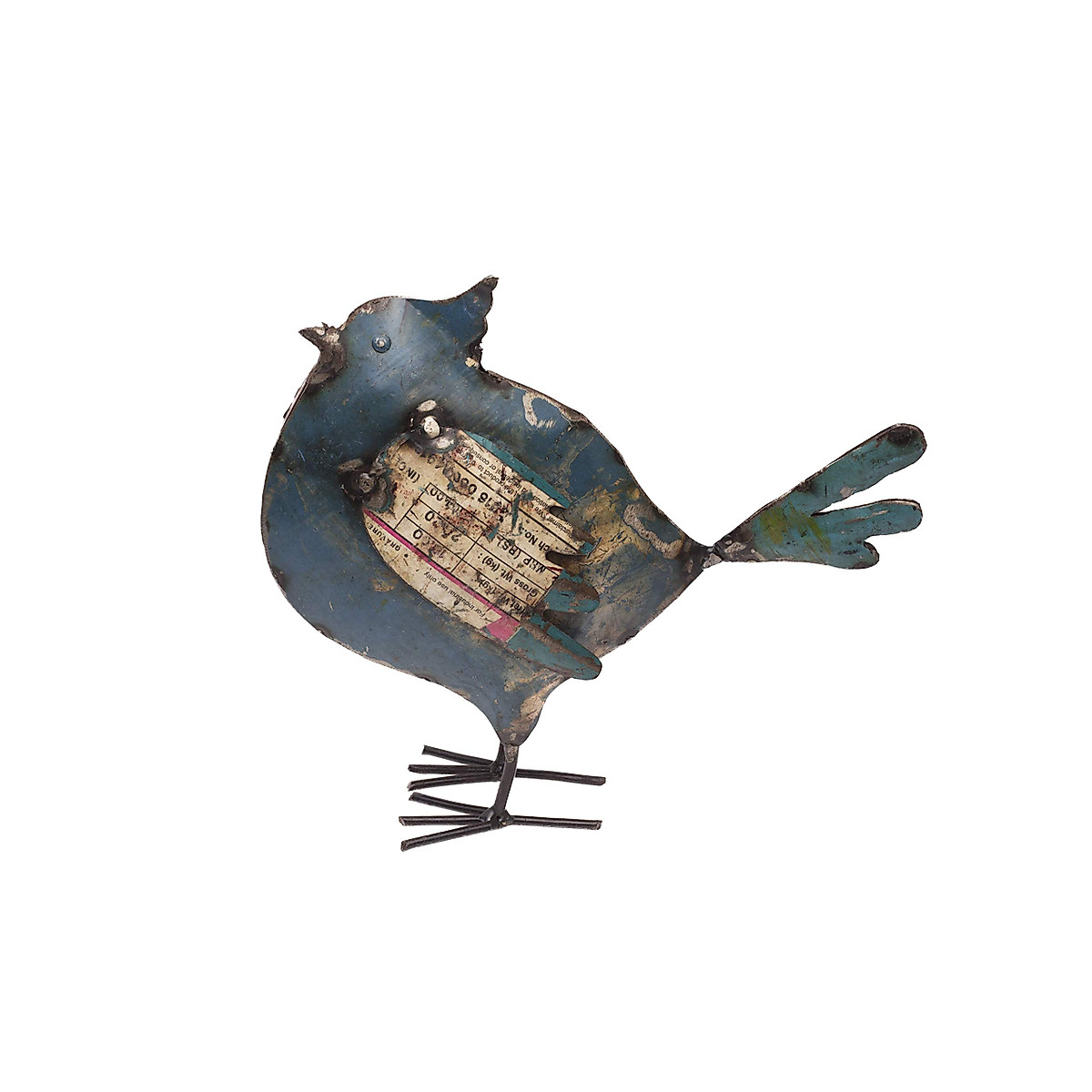 DeKulture Antique Bird Figurine: Vintage Metal Sculpture, Bird Statues for Collection, Rustic Home Accents (9.5x1.5x9 Inches)