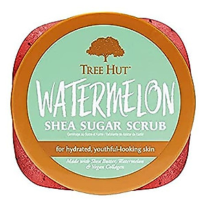 Giftician Tree Hut Watermelon Sugar Scrub, 2 pack - 18 oz jars, for hydrated, youthful-looking skin pink