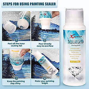 Diamond Painting Sealer 2 Pack 240ML 5D Diamond Painting Glue Sealer Permanent Hold & Shine Effect Diamond Painting Accessories Glue for Diamond Painting, Puzzles and DIY Craft (4 OZ Each Bottle)