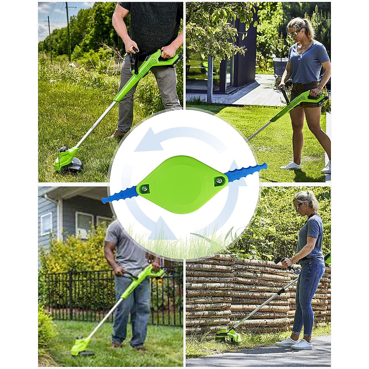 ULXIOM Polycarbonate Bladed Trimmer Head Fits for Greenworks 21302 21332 21342 20V 24V 40V String Edger, with 6 Quickload Blades and 4 Screw