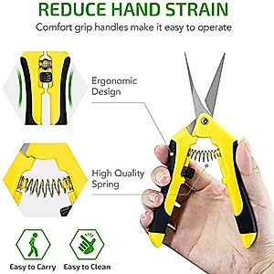 iPower 1.35 Gallon Lawn Garden Pump Sprayer Adjustable Shoulder Strap, Pressure Relief Valve, with 6.5 Inch Hand Pruner Combo, Stainless Steel Blades, Spray Bottle & Yellow, Yellow