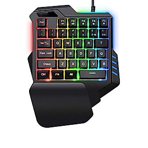 Hilitand One Handed Gaming Keyboard,35 Keys,LED Backlit,Ergonomic Mini Mechanical Gaming Keyboard,for Win 2000/XP/ME/7/8,for Vista,for Android,for Linux,for OS
