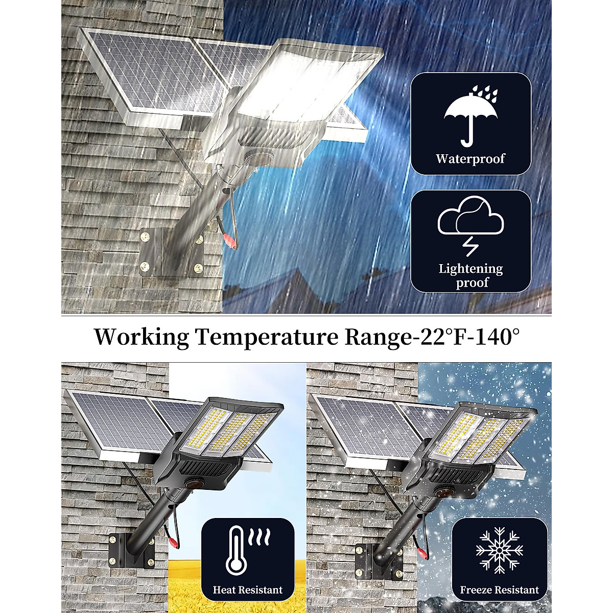 Ofuray 4600W and 7500W Solar Street Light Outdoor Waterproof,Solar Parking Lot Lights Commercial Dusk to Dawn, 6500k IP67 Street Led with Remote Control for Street,Court,Barn