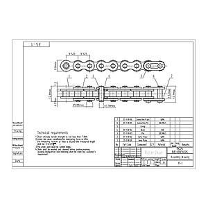 PGN #35 Roller Chain - 3 Feet + Free Connecting Link - Carbon Steel Chains for Bycicles, Mini Bikes, Motorcycles, Go-Karts, Home and Industrial Machinery - 95 Links