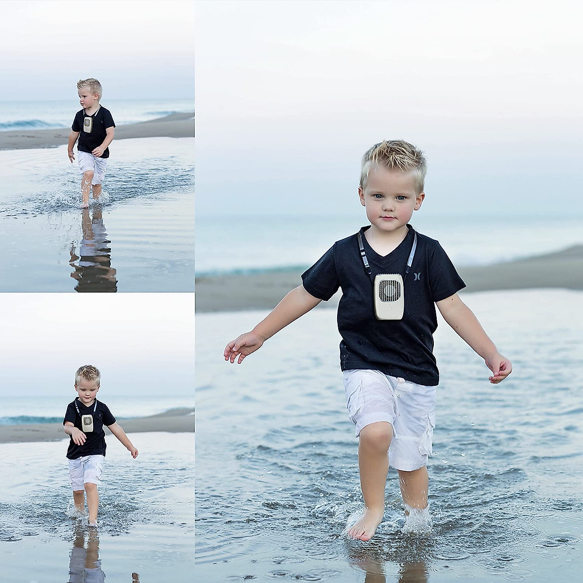 Oirznnd Necklace fan Hands free Personal Fan, Rechargeable Battery Operated Portable Hanging Neck fan with an Adjustable Lanyard for Women Kids Girls Men Outdoor Travel Camping Park, White