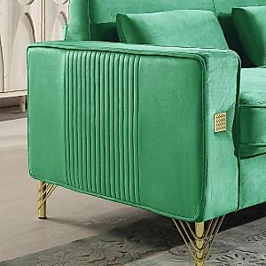 YiaFurio Luxury 3 Seater Sofa Modern Vlevet Couch with Comfortable Armrest & Golden Metal Legs,Comfy Couches with Deep Seat,86.61 Inch Sofas for Living Room Bedroom