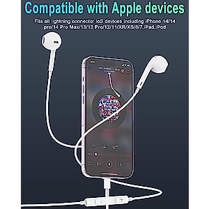 Apple Earbuds for iPhone,2 Pack Wired Headphones with Lightning Connector【Apple MFi Certified】 Noise Isolating Earphones for iPhone 14/14 Pro/13/12/11/XR/XS/8/7 (Built-in Microphone & Volume Control)