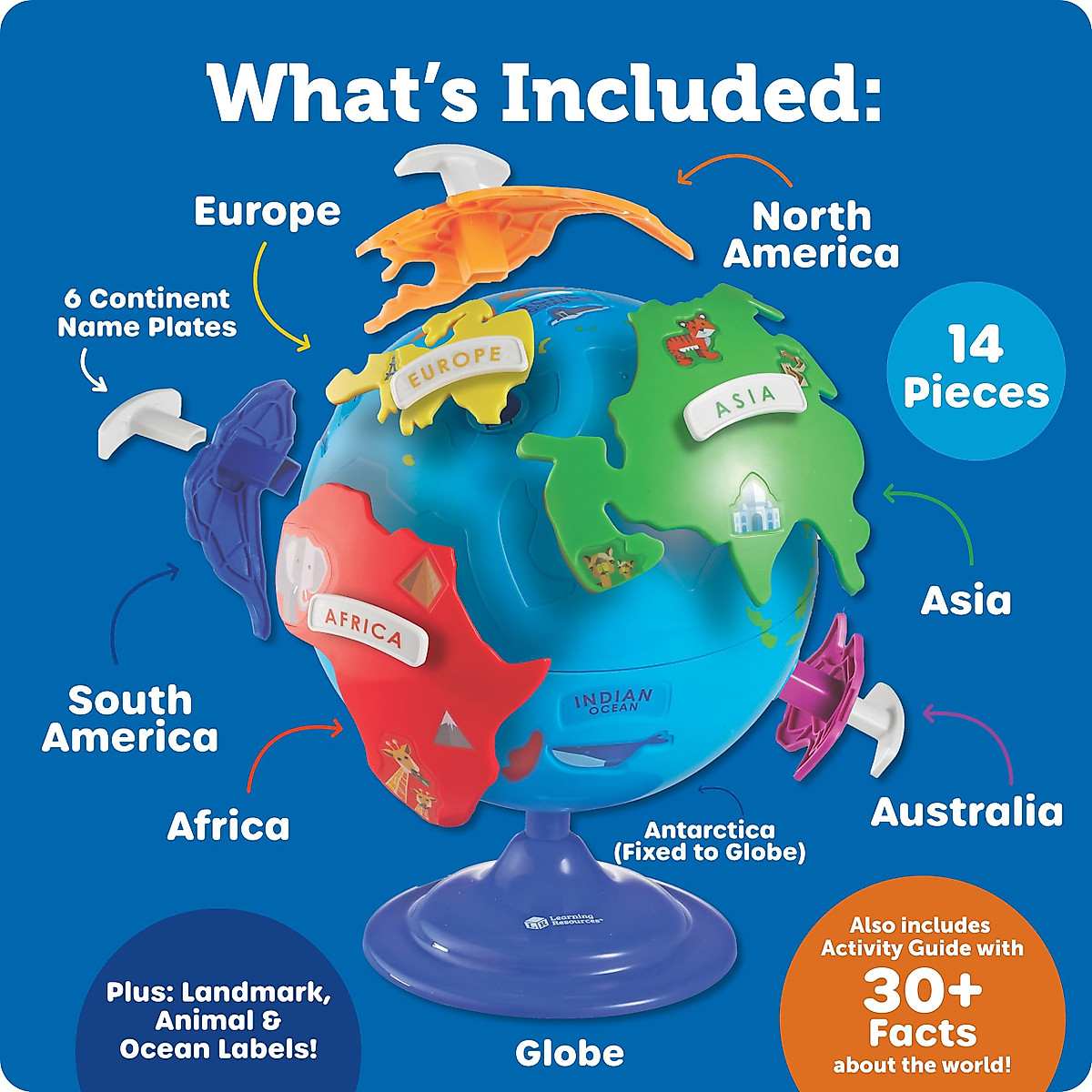 Learning Resources Puzzle Globe - 14 Pieces, Ages 3+ Preschool Learning Toys for Boys and Girls, Earth Globe for Kids