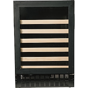 Azure A124WCO Wine Center with 5.1 cu. ft. Capacity Blue LED Lighting ADA Compliant Field Reversible Door 6 Wine Racks with Wood Front in Panel Ready