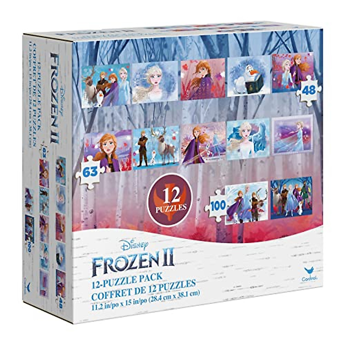 Spin Master Disney Frozen 2, 12-Pack Jigsaw Puzzles for Girls & Boys Princess Elsa Anna Olaf Winter Snow Movie Toy Merch Party Favor, for Kids Ages 4 and up