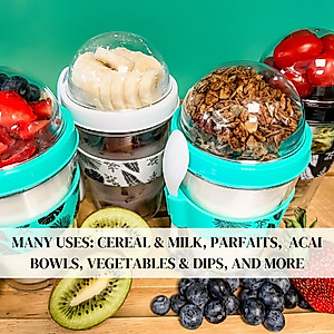 Healthy Habits for a Healthy You 4 Pack - Portable Parfait Cups with Lids Yogurt Containers with Lids Leak Proof Overnight Oats Containers Cereal Container Crunch Cup