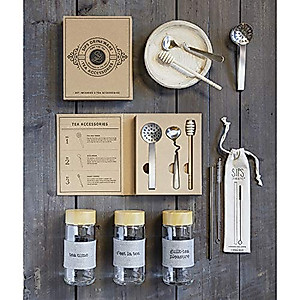 Santa Barbara Design Studio Gift Set Drinking Essentials SIPS Drinkware Kraft Cardboard Book Gift Box, 3-Pieces, Tea Accessories