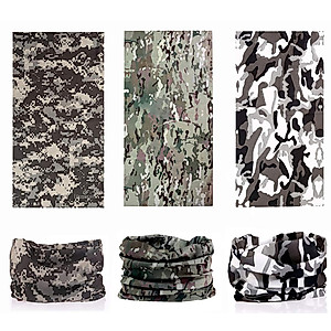 KALILY 6PCS Headband Bandana - Versatile Sports CAMO Headwear –Neck Gaiter, Headwrap, Balaclava for Camping, Cycling, Fishing