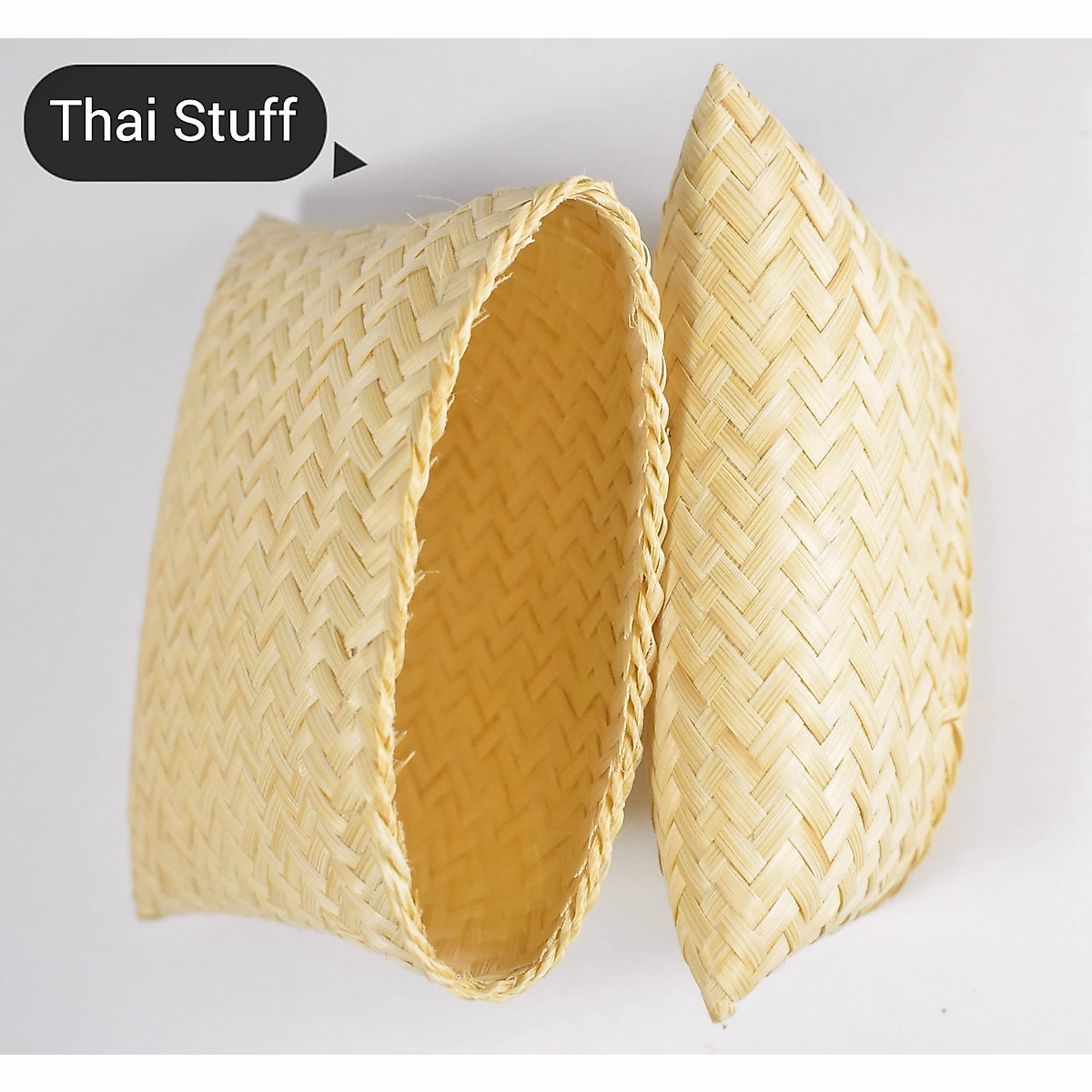 Sticky Rice, Food, Sandwich Craft Handmade Basket container from Bamboo (Square Shape)
