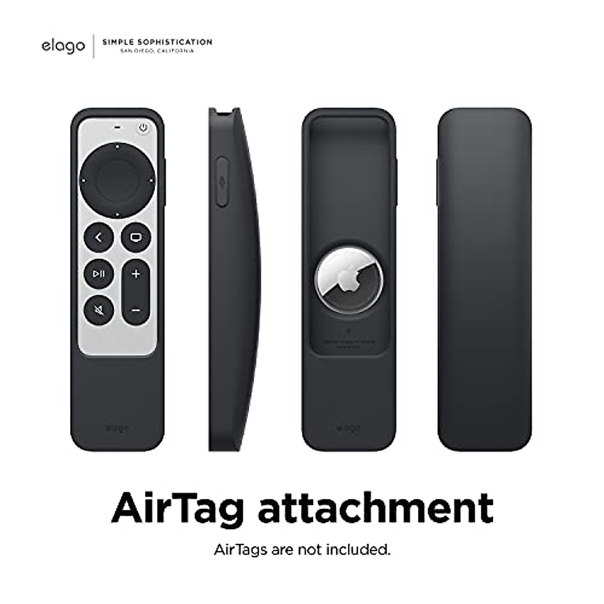 elago R5 Locator Case Compatible with 2022 Apple TV 4K Siri Remote 3rd Gen, Compatible with 2021 Apple TV Siri Remote 2nd Gen and Compatible with Apple AirTag - Full Access to All Functions [Black]