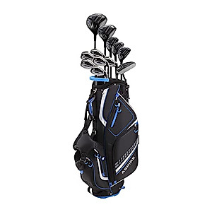 19 Piece Men's Complete Golf Club Package Set with Titanium Driver, 3 Fairway Wood, 3-4-5 Hybrids, 6-SW Irons, Putter, Stand Bag, 5 H/C's - Choose Options! (Regular Size, Special Ti-Face Driver)