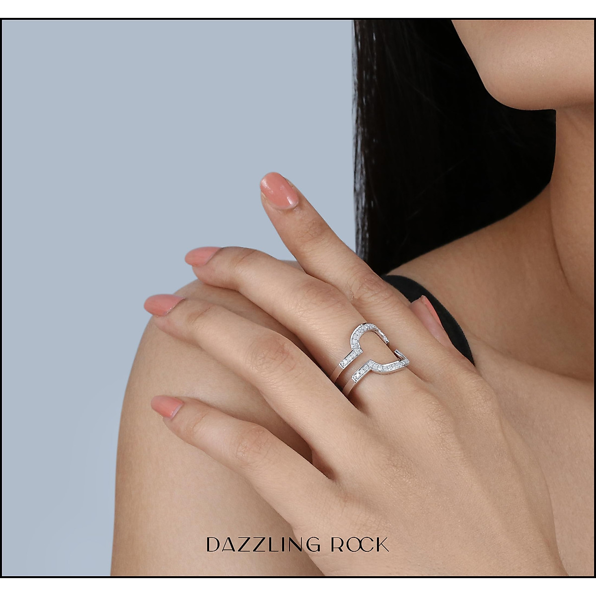 Dazzlingrock Collection 0.34 Carat (ctw) Round White Diamond Enhancer Double Guard Anniversary Wedding Wrap Band Ring 1/3 CT | 925 Sterling Silver, Size 6.5