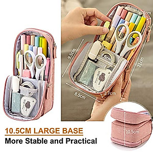 Andmax Standing Pencil Case Large Capacity Multi-Layer Durable Canvas Stationery Makeup Bag | Pencil Pouch Pen Bag Gift for Boys Girls Students and Office Supplies (Black)