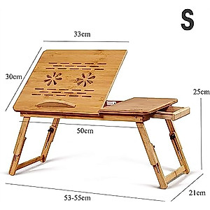 GRALES Laptop Bed Table Portable Folding Adjustable Small Table Computer Notebook Desk Bed with Drawer for Eating Breakfast Reading Foldable Computer Desk