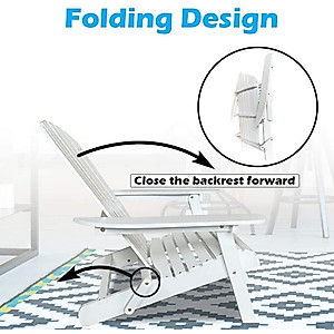 MKDLUFEI Adirondack Chair Folding Weather Resistant Lawn Chair w/Arms, Heavy Duty Weather Resistant Outdoor Patio Chairs Reclining, Widely Used in Outdoor, Fire Pit, Deck, Outside, Garden,
