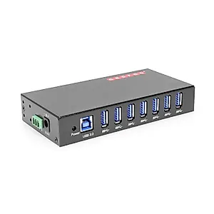 7-Port USB 3.0 Din Rail Mountable Hub Metal Chassis