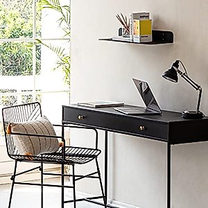 Saffron Fabs 24" x 8" Metal Wall Shelf in Textured Black