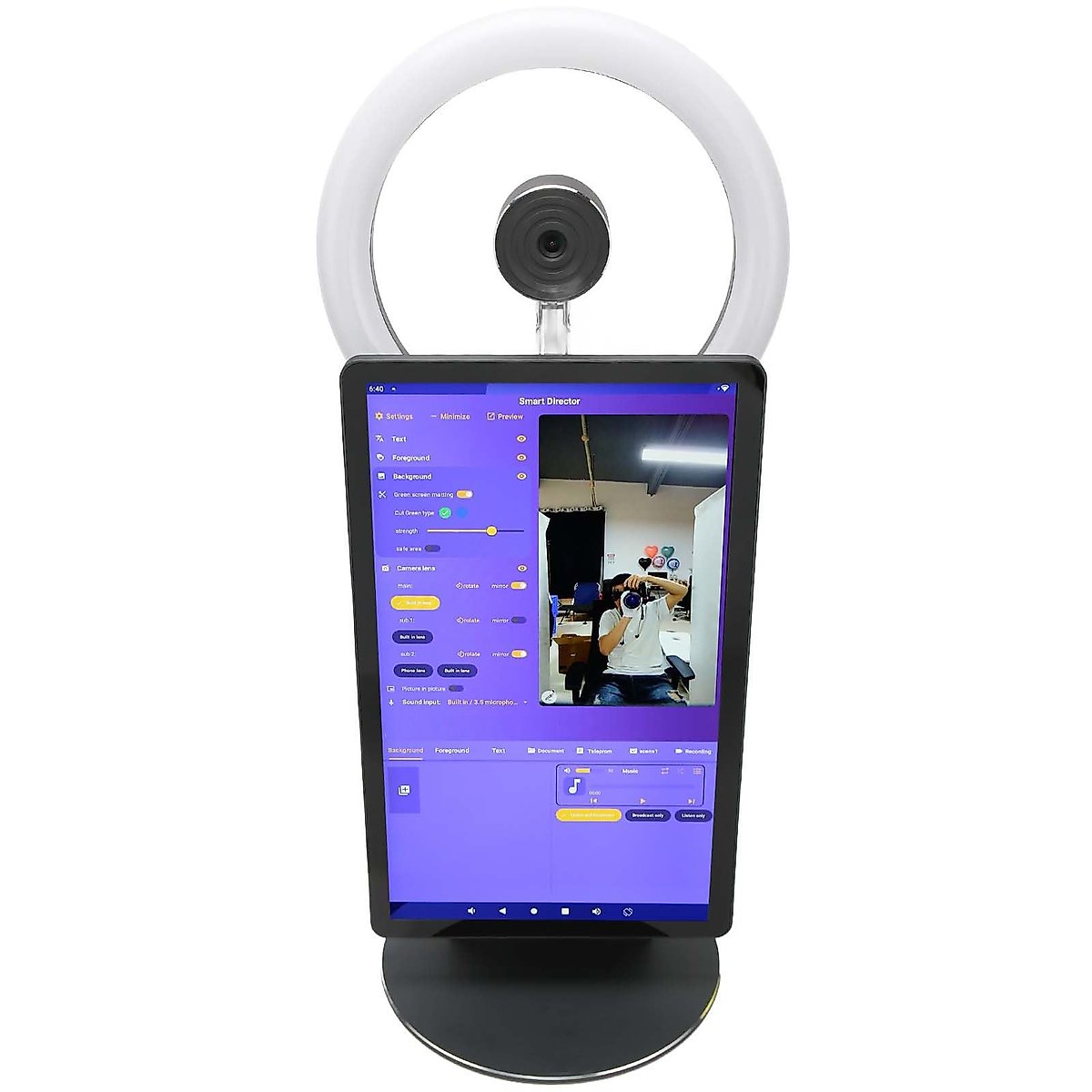 All in One Live Broadcast Machine, 15.6 Inch Rotating Large Screen for Live Broadcasting, Supports Cell Phone Screen Casting, MTK 8 Core 6nm CPU 2.4G 5G WiFi BT 5.0 100 to 240V