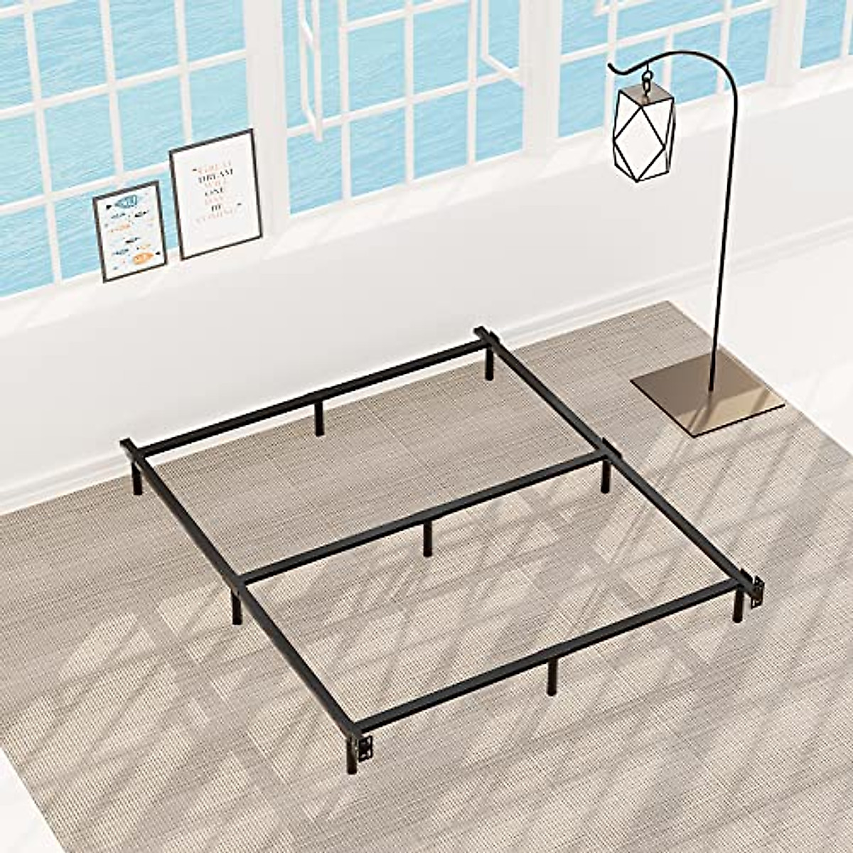 HOMUS Modern Metal Platform Bed Frame King, Heavy Duty Low Profile Bed Base - 3000lbs Capacity Support, Easy Assemble, Black