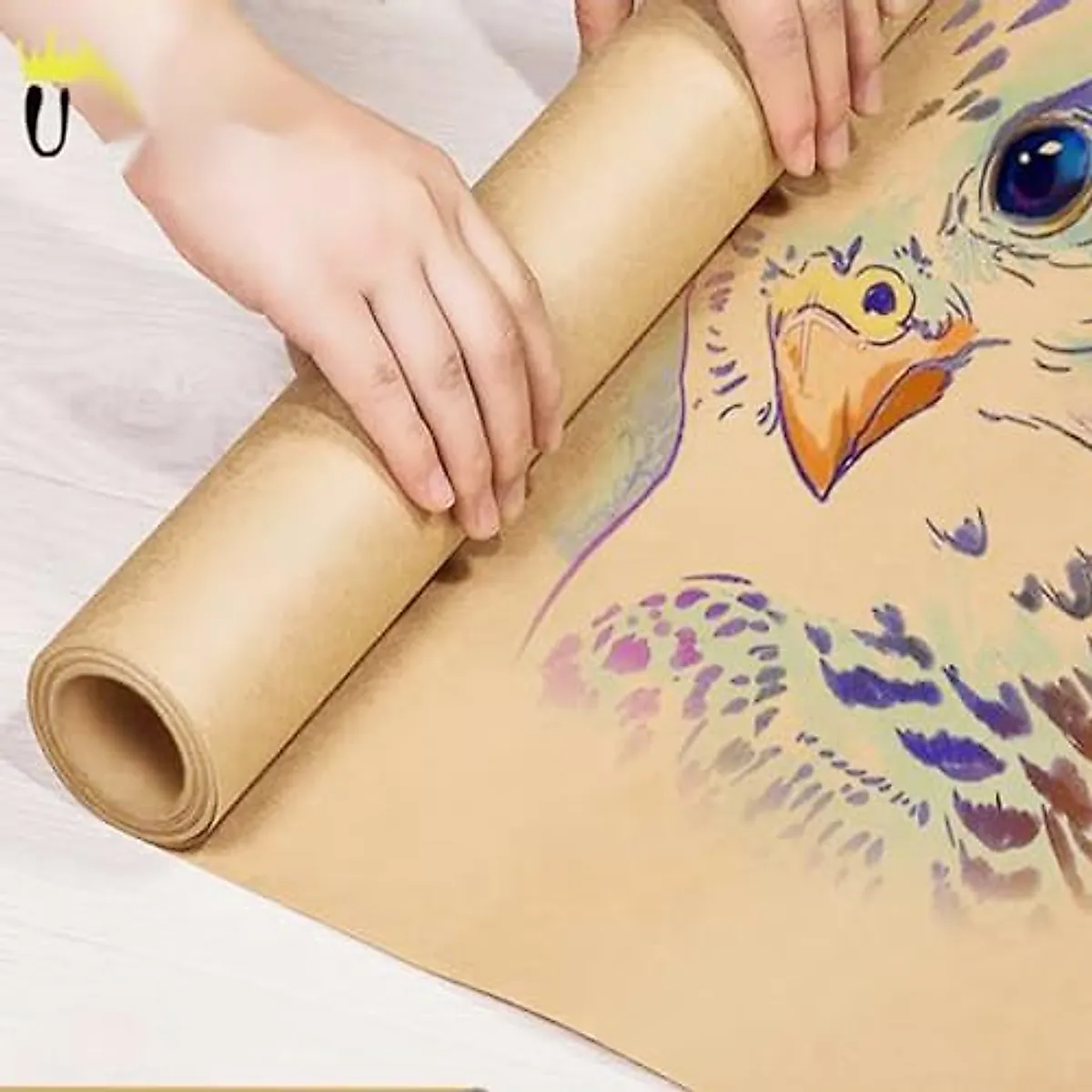 Brown Kraft Paper Roll 17" x100 feet (1200 inches) - Perfect Paper for Packing - Kraft Wrapping Paper for Moving - Floor Masking Paper - 100% Recycled Pa per- (Pack of 1) (17” x 1200", Brown)