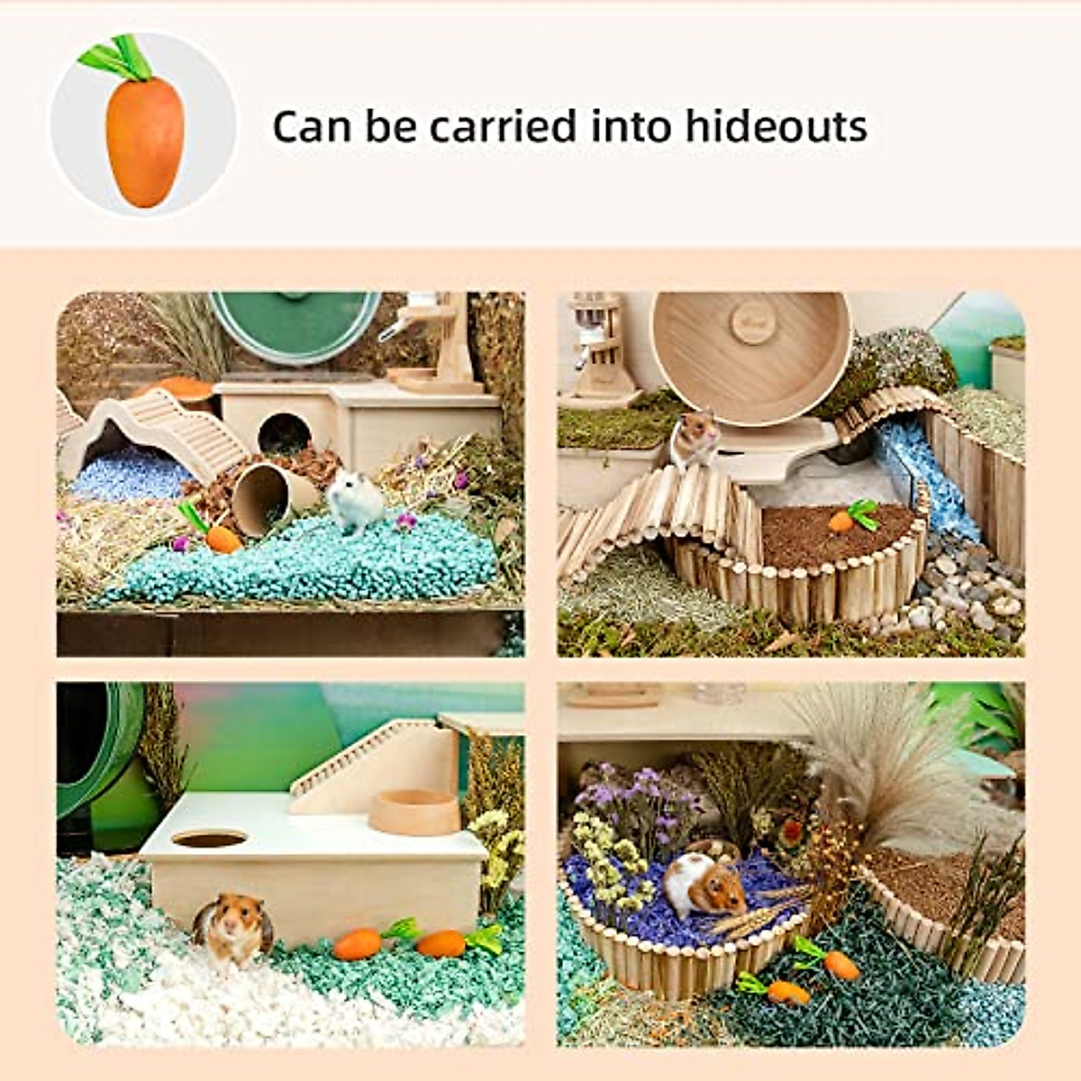 Niteangel Hamster Chew & Decor Toys - for Syrian Dwarf Hamsters Gerbils Mice Lemming Degu or Other Small-Sized Pets (Carrot-Shape (Pack of 6))