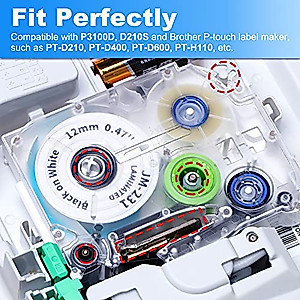 Labelife 6-Pack Replacement for Brother P Touch TZe Label Maker Tape 12mm 0.47 Inch Laminated Color JM Label Tape TZe-231 JM-231 for Label Maker D210S, P3100D and Brother Ptouch PT-D210 PT-H110 PTD600