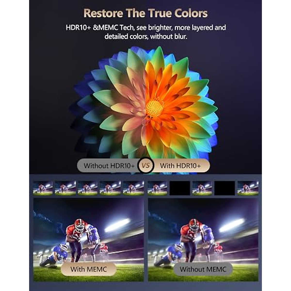 4K Daytime Gaming Projector 1000ANSI, WiFi 6 Bluetooth 1080P FHD Projector with Apps Android TV Home Cinema Indoor Outdoor, 4D/Zoom/PPT/Ceiling Projector for Phone/PC/DVD/Tablet/PS5/Fire Stick