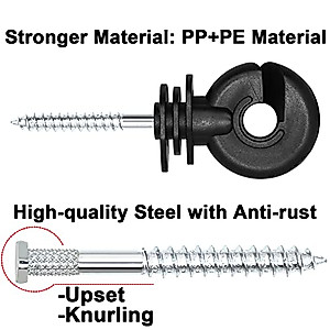 Upgraded Electric Fence Poly Wire 660 Feet 200 Meters 1/8" Dia Portable Electric Fencing Polywires and 100 Pcs Black Electric Fence Insulator