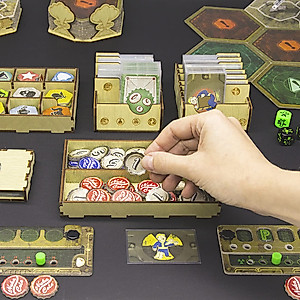 SMONEX Organizer Box Compatible with Fallout New California Board Game and Fallout Atomic Bonds Expansions - Insert Fits The Original Box - Board Game Organizer with Engraved Design